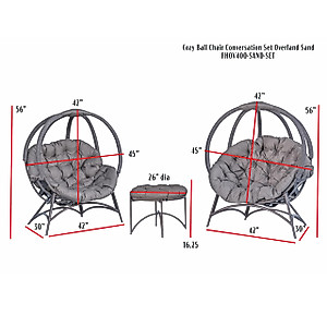 FlowerHouse FHOV400-SAND-SET Cozy Ball Chair Overland Sand Conversation Set