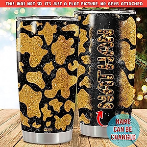 WAZONE Personalized Cow Coffee Tumbler with Lid Cowhide Pink 20oz 30oz Tumblers Vacuum Insulated Cup Travel Mug Stainless Steel Christmas Birthday Gift for Women Daughter Sister Animal Lover Farm Girl