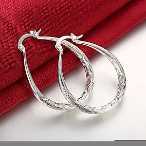 KUYIUIF 925 Sterling Silver Fashion Classic Fish Scales Hoop Drop Dangle Earring for Women