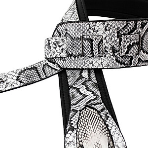 Walker & Williams SF-03 White & Black Textured Snake Pattern Guitar Strap with Snakehead