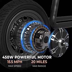 Phantomgogo Commuter R1 - Electric Scooter for Adults - Foldable Scooter with Seat & Carry Basket - 450W Brushless Motor 36V - 15MPH 265lbs Max Load E Mopeds for Adults (Black)