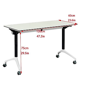 UDHSV Office Meeting Table with Wheels,Meeting Office Table Conference Meeting Seminar Table White 1 Piece(47.2×23.6×29.5in)