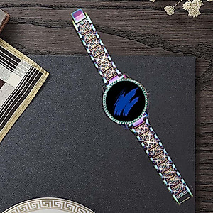 Mosonio Compatible with Samsung Galaxy Watch FE 2024 40mm/ Galaxy Watch 5 Band / Samsung Galaxy Watch 4 Band , 20 mm Black Bling Galaxy Watch Band with 40 mm Cover Case, Jewelry Metal Wristband for Women（Colorful,40 mm）