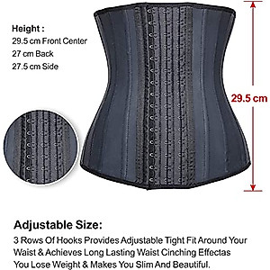 YIANNA Waist Trainer for Women Tummy Control Underbust 25 Steel Boned Sports Fitness Workout Hourglass Body Shaper, (Black,L)