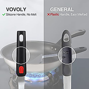 Silicone Spatula Turner, VOVOLY 3-Pack Spatula Set for Nonstick Cookware, BPA Free Rubber Spatulas, Heat Resistant Kitchen Utensil, No Scratch or Melting, Ideal for Egg, Cookie, Crepe, Burger, Pancake