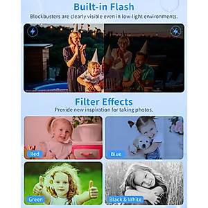 NIKICAM Digital Camera,4K 44MP Kids Digital Camera with 32GB SD Card Compact Point and Shoot Camera with 16X Digital Zoom 2.4 Inch Portable Small Camera for Kids Teens Adults-Black