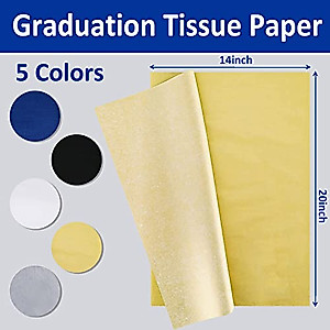 Bolsome 100 Sheets 20 * 14 Inches Christmas Tissue Paper for Gift Wrapping, Gold Silver White Black Navy Blue Tissue Paper for Gift Bags for Birthday Christmas Graduation Party DIY Craft