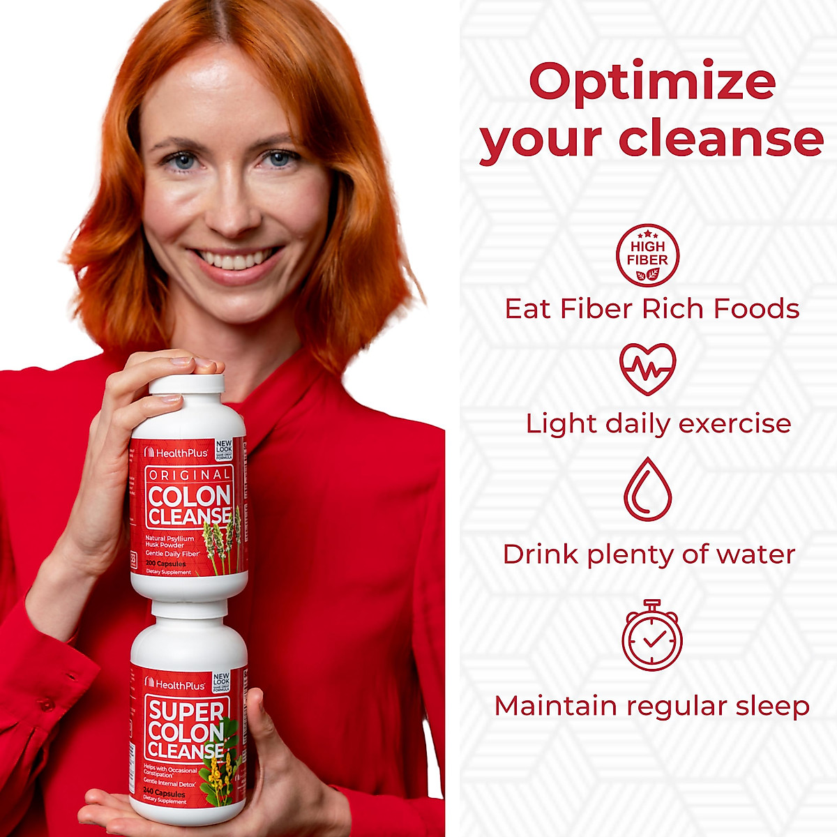 Health Plus Super Colon Cleanse 10 Day Gentle Gut Cleanse Detox, Psyllium Husk, Probiotics for Constipation Relief & Digestive Support, 120 Capsules