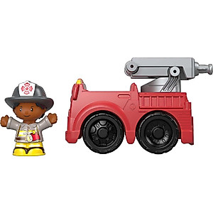 Fisher-Price Little People Toddler Toy to The Rescue Fire Truck Push Along Vehicle with Firefighter Figure for Ages 1+ Years