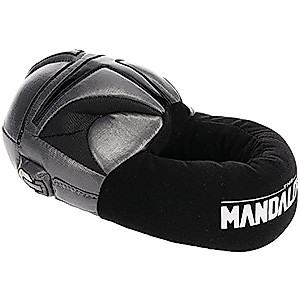 STAR WARS Boys Mandalorian Slipper, Full Body Mando Helmet Novelty Slipper, Grey/Black, Size 1-2 Big Kid