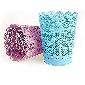 QinleePlastic Slim Oval Trash Can, Wastebasket, Garbage Container Bin for Bathroom, Bedroom, Home Office(Purple)