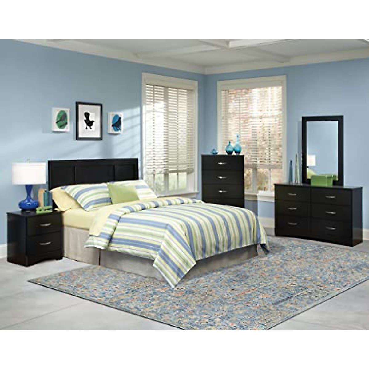 Trade AM Ox Bay Hand Tufted Traditional Abstract Floral Wool Area Rug, Slate Blue, 9' x 12' (Alice-AB)