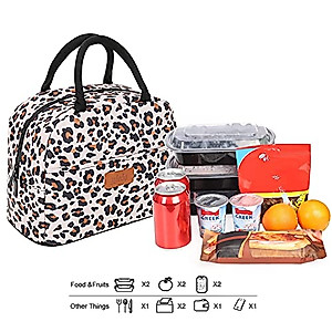 Ylebs Lunch Bag for Women Insulated Lunch Box Reusable Cooler Tote Bag for Work,Water-resistant Thermal(Leopard)