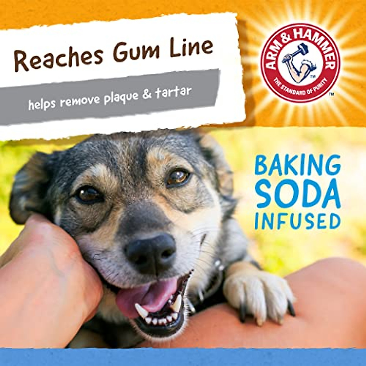 Arm & Hammer for Pets Nubbies TriBone Dog Dental Toy Best Dog Chew Toy for Moderate Chewers Dog Dental Toy Helps Reduce Plaque & Tartar Peanut Butter Flavor Baking Soda (Pack of 1)