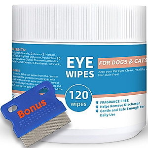 Eye Wipes (120Wipes) + Wrinkle Wipes for Bulldogs(100Wipes) - Clean Wrinkles, Tear Stains, Tail Pockets and Paws