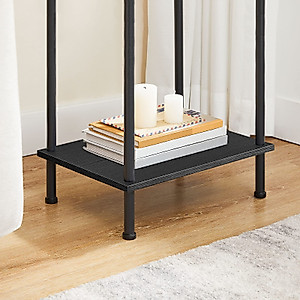 HOOBRO Side Table with Charging Station, Set of 2 End Tables with USB Ports and Outlets, Nightstand with 2-Layer Storage Shelves for Small Spaces, Living Room, Bedroom, Black BK09UBZP201