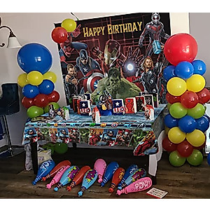 GCH A-vengers Background Marvel Birthday Party Supplies Backdrop Superhero Theme Background Photography for Kids Birthday Banner Boys Birthday Party Decorations Banner Photo Booth Props (5X3FT)