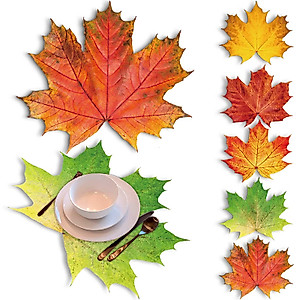 50 Pack Mother's Day Father's Day Table Mats Mexican Disposable July 4th Patriotic Paper Place Mats Fall Placemats Paper Valentine's Day Mats for Home Dining Table Decor(Leaf Style)