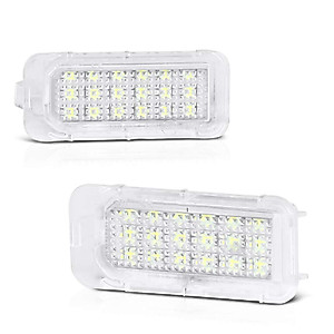 VIPMOTOZ Full LED License Plate Light Tag Lamp Assembly Replacement Pair For Ford Explorer Expedition Fiesta Escape Fusion Lincoln MKC - 6000K Diamond White, 2-Piece Set