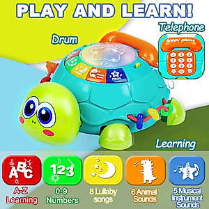 Baby Toys 12-18 months Infant Toys Toddlers Musical Toys Crawling Turtle Toy Educational Learning Toys for 1 2 3 Years Old Kids Interacting Toys Crawling Toys for Babies Toddlers Holiday Birthday Gift