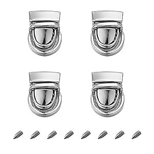 uxcell Turn Lock Clasp, 28mm x 22mm Zinc Alloy Purse Thumb Lock Bag Press Closure Buckle for DIY Handbag Wallet Crafts Making 4Pcs(Silver Tone)