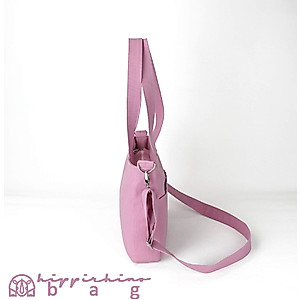 Multiple Pockets Canvas Shoulder Tote Bag for Women Crossbody Detachable Strap Zipper Closure Candy Pink