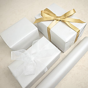 LDGOOAEL Mini Short Wrapping Paper Roll (17 inches X 32.8 feet) - Solid Color Pearly White for Birthday, Wedding, Baby Shower