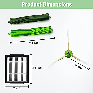 Replacement Parts accessories compatible with irobot Roomba i3 i3+ i4 i6 i6+ i7 i7+ i8 i8+/Plus E5 E6 E7 I,E &J Series Vacuum Cleaner, 1 set of rubber brushes and 4 filters and 4 side brushes