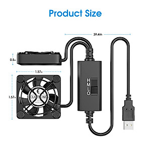 ELUTENG Dual 40mm USB Fan with 3 Speeds Adjustable 5V PC Fan Max 5500RPM 40mm * 40mm * 25mm Mini Case Fan Quiet Computer Fan Compatible for PC, TV Box, Router, Xbox, PlayStation
