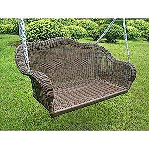 International Caravan Furniture Piece Resin Wicker Hanging Loveseat Swing