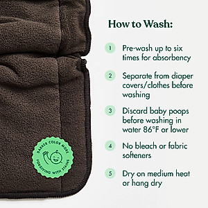 Naturally Nature Cloth Diaper Inserts, 4 Layer Rayon Fleece, Pack of 12, Resuable, Washable Inserts for Cloth Diapers, Gussets Gray Color