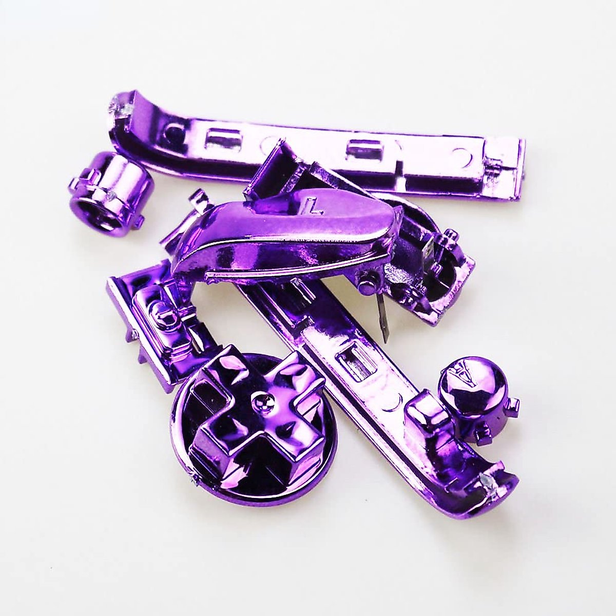 NSLikey A Set Electroplating Plastic Button for Gameboy Advance GBA A B L R Button D-Pad Buttons Chrome Design (Purple)