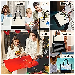 DEEZOMO Personalized Initial Canvas Tote Bag for Women, Beach Bag with Inner Zipper Pocket for Wedding, Birthday, Holiday - Blank