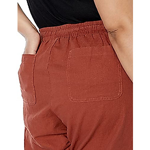 Amazon Essentials Women's Linen Blend Drawstring Relaxed Fit Wide Leg Pant (Available in Plus Size), Terracotta, 3X