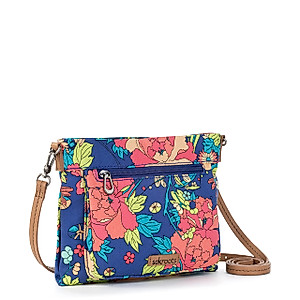 Sakroots Camden Small Crossbody in Cotton Uncoated Canvas, Royal Flower Power