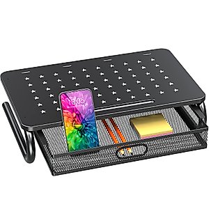 Zimilar Monitor Stand Riser with Metal Drawer, Monitor Riser for Computer, Laptop, Printer, Notebook, iMac, Premium Metal Computer Monitor Stand with Storage