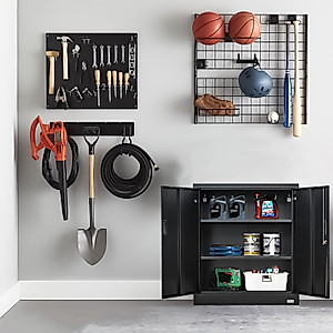 iDEKAI Metal Storage Cabinet with Lock, 36" Garage Storage Cabinets with 2 Lockable Doors and 2 Adjustable Shelves,Tall File Cabinet, Tool Cabinet for Office,Home,Garage,Gym,School (Black)