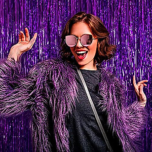 Graduation Party Decorations Purple Gold 2023/Purple Graduation Decorations 2023/Purple Gold Birthday Decorations for Women/ISU Foil Fringe Curtains Backdrop Sparkle Metallic Foil Curtains