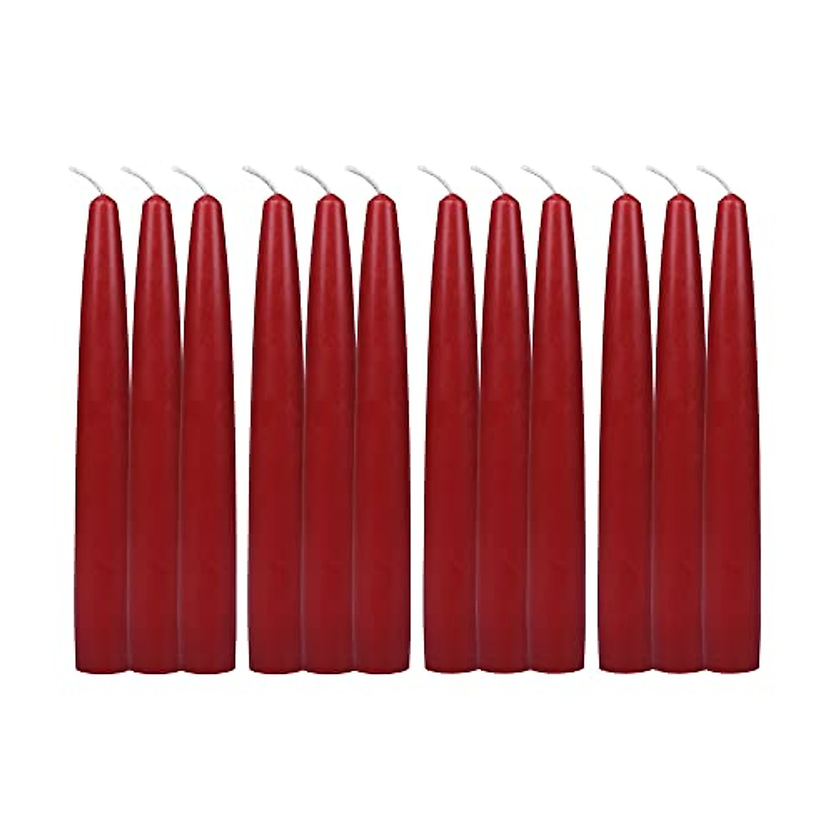 Zest Candle 12-Piece Taper Candles, 6-Inch, Red