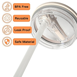 2Pack 40oz Tumbler Flip Straw Lid Compatible with Stanley Cup Replaceble Tumbler Cover Compatible with Stanley Cup Quencher No Leakage Replacement Accessory for 40 oz Tumbler Cover, Beige