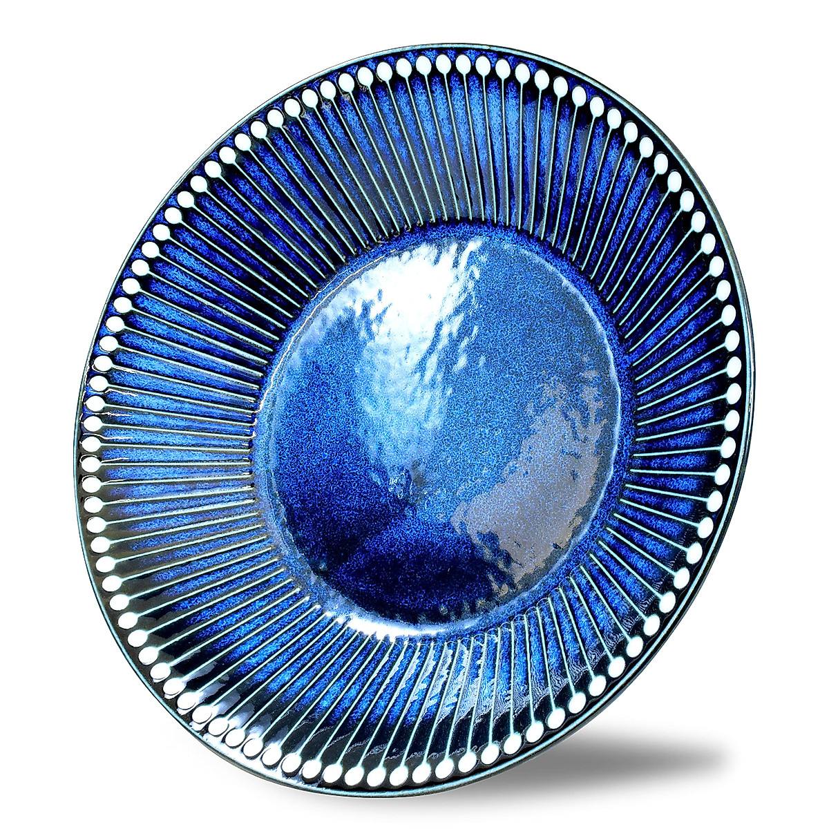 Japanese Mino Yaki(Ware) Albee Salad Bowls, Ceramic Pasta Bowls, Navy, 8.8 Inch, Set of 2, for Soup, Cake, Ice cream, Fruit, Appetizer, Breakfast, Serving Bowls, Microwave & Dishwasher Safe