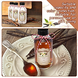 Uiifan 8 Pcs 4 oz Vanilla Extract Bottles Boston Round Bottles with Caps Glass Bottle and 8 Pcs Vanilla Extract Labels Stickers for Syrup Gift Glass Food Storage Canister Set Sauce Beans (Clear)