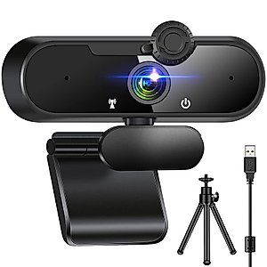 1080P 60FPS Webcam with Microphone, Laptop Computer Camera, Dual Mics, Plug and Play, Webcams Cover & Mini Tripod, 100° Wide Angle Streaming Web Camera for Video Conferencing, Zoom, Facetime, Skype
