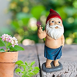 JHWKJS Garden Gnome Statue, Funny Garden Gnome Outdoor Pool Statue Decoration Indoor Outdoor Lawn Figurines for Home Patio Yard Garden Decor, Housewarming Garden Gift