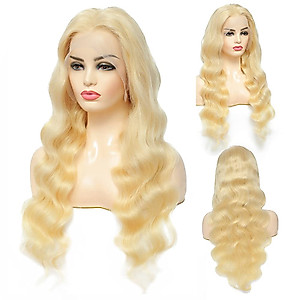 Loyom 613 Body Wave Lace Front Wig Human Hair 10a Brazilian 13x4 Blonde Lace Frontal Wigs 200 Density Pre Plucked Bleached Knots with Baby Hair 22 inch