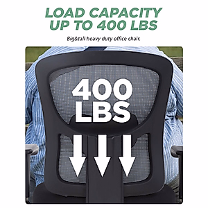 BestOffice Big and Tall Office Chair 500lbs Desk Chair Mesh Computer Chair with Lumbar Support Wide Seat Adjust Arms Rolling Swivel High Back Task Executive Ergonomic Chair for Home Office (Grey)