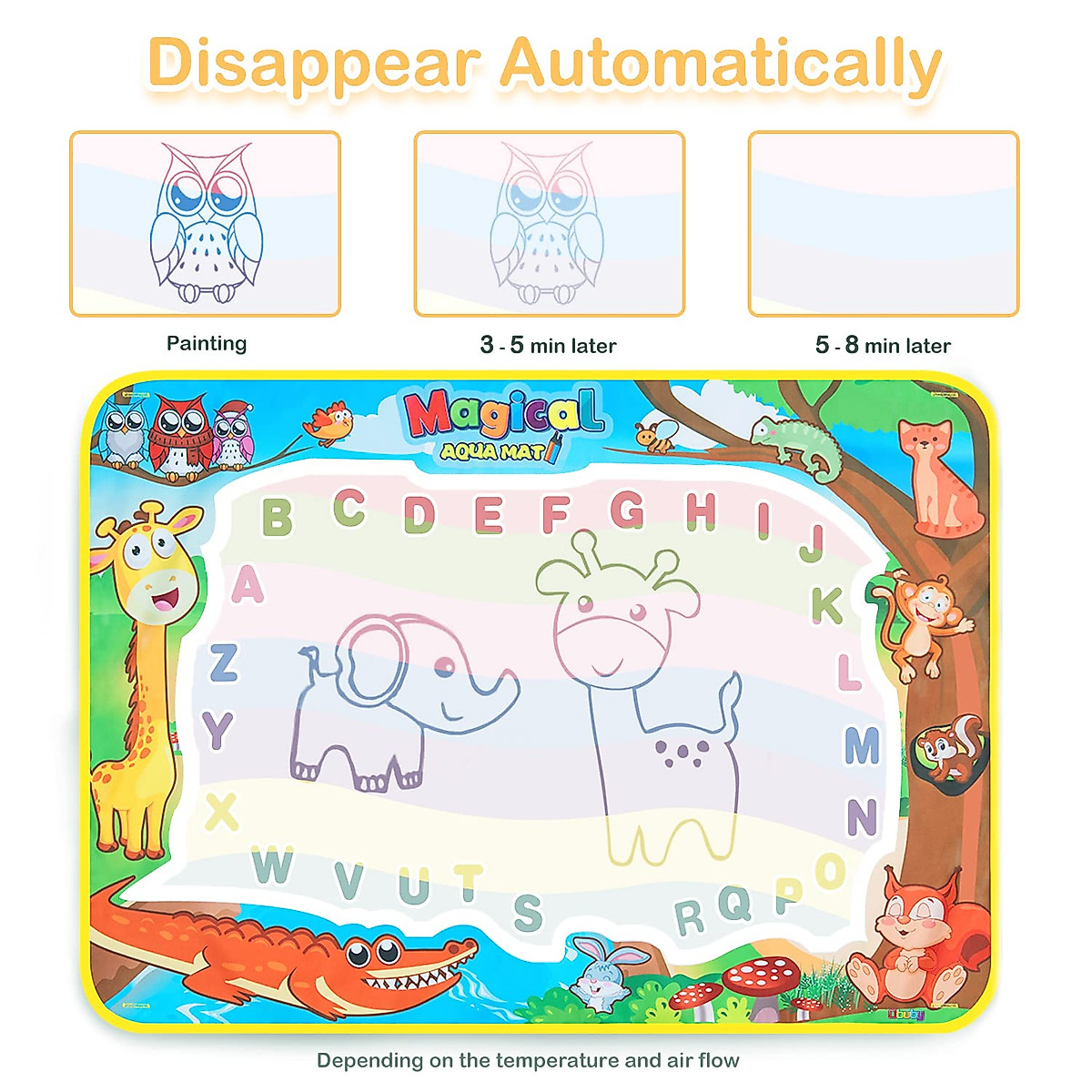 Obuby Water Drawing Mat Kids Doodle Mats Coloring Writing Board No Mess Toy for Kid Toddler Animal Educational Painting Pad Toys for Age 3 4 5 6 7 8 9 10 11 12 Girls Boys Toddlers Gift 40 x 28 Inches