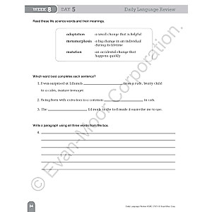 Evan-Moor Daily Language Review, Grade 7 Actvities Homeschooling & Classroom Resource Workbook, Reproducible Worksheets, Teacher Edition, Daily Practice, Skills Assessment, Grammar, Punctuation