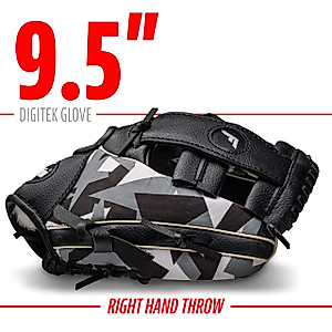 Franklin Sports Kids Baseball + Tball Glove - RTP Youth Baseball Glove - Boys + Girls Teeball, Youth Baseball Glove - Black/White - 9.5" Right Hand Throw