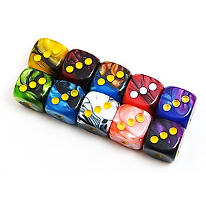 Smartdealspro 100-Pack Two Color Round Angle Six Sided Dice Die with Free Pouch for Tenzi, Farkle, Yahtzee, Bunco or Teaching Math (12mm)